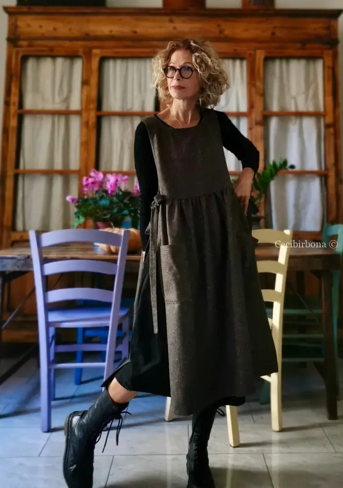 Brown tweed wool apron (Ref.357) – Cecibirbona